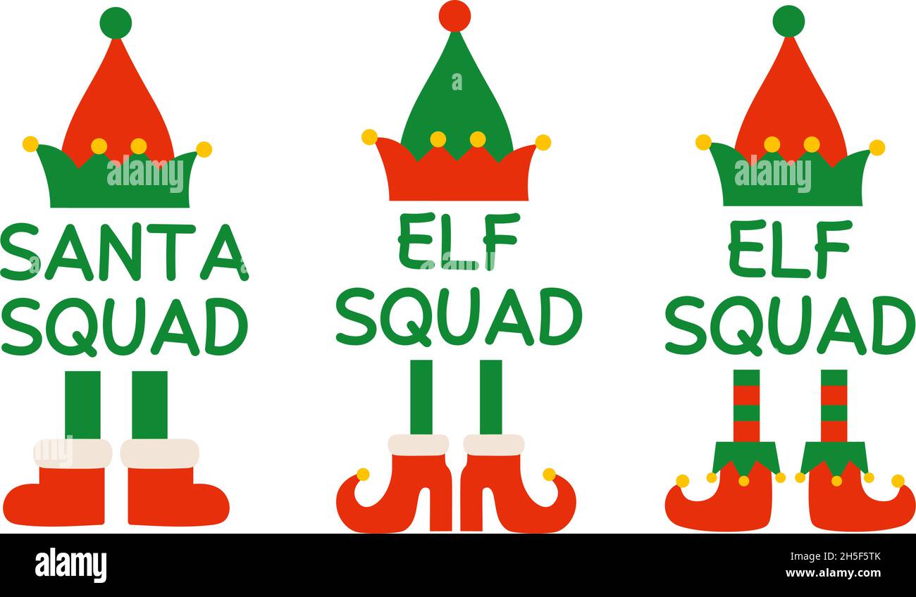 Santa Claus squad Christmas design. Cartoon elf squad isolated ...