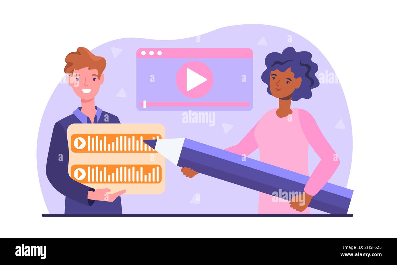 Audio editing concept editor Cut Out Stock Images & Pictures - Alamy