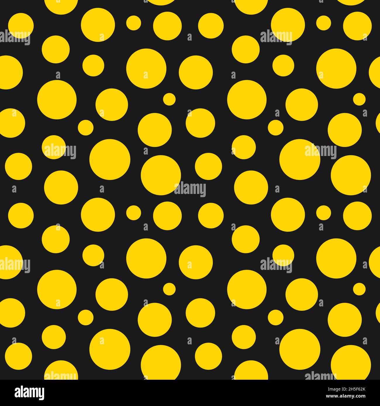 Yellow dots on black background seamless pattern. Vector illustration ...