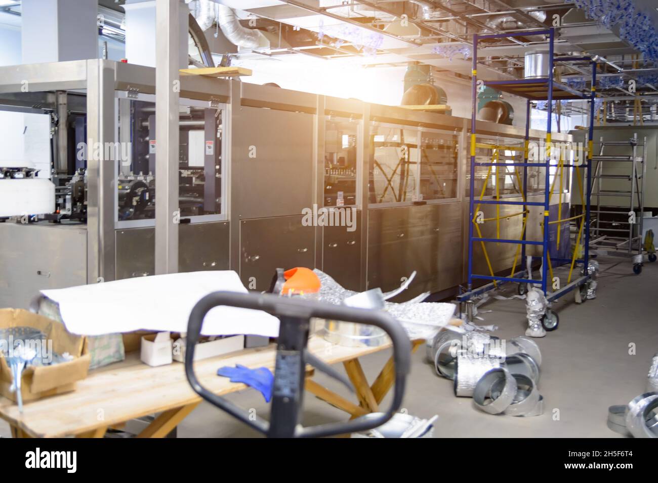 Under construction shop with equipment for the production of medical ...