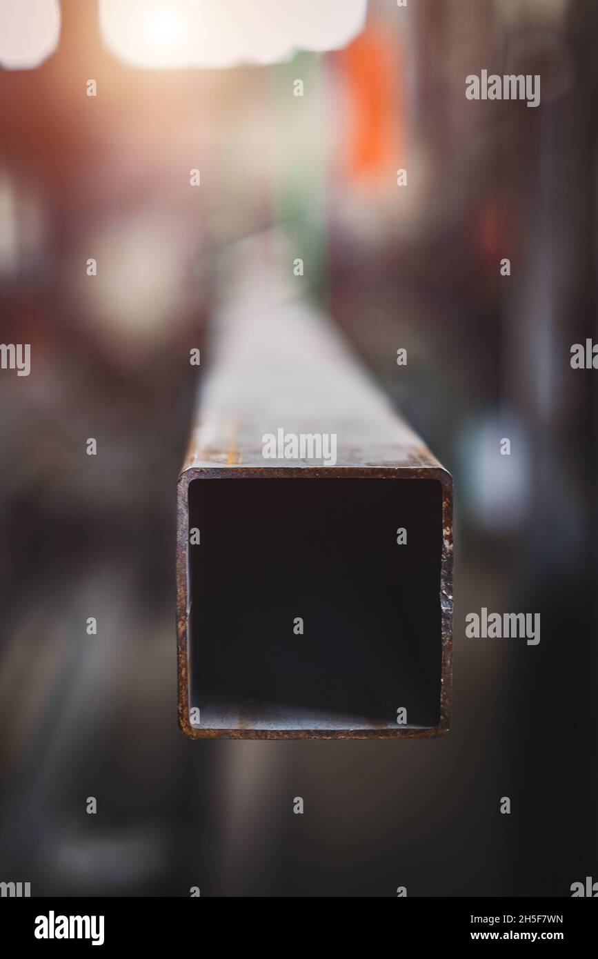 The end part of a metal beam of square shape Stock Photo - Alamy