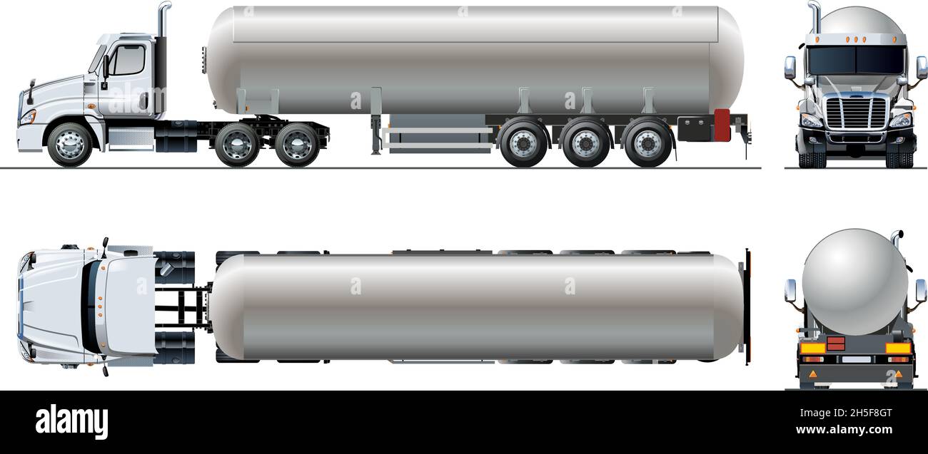 Vector realistic tanker truck template isolated on white. Available EPS ...