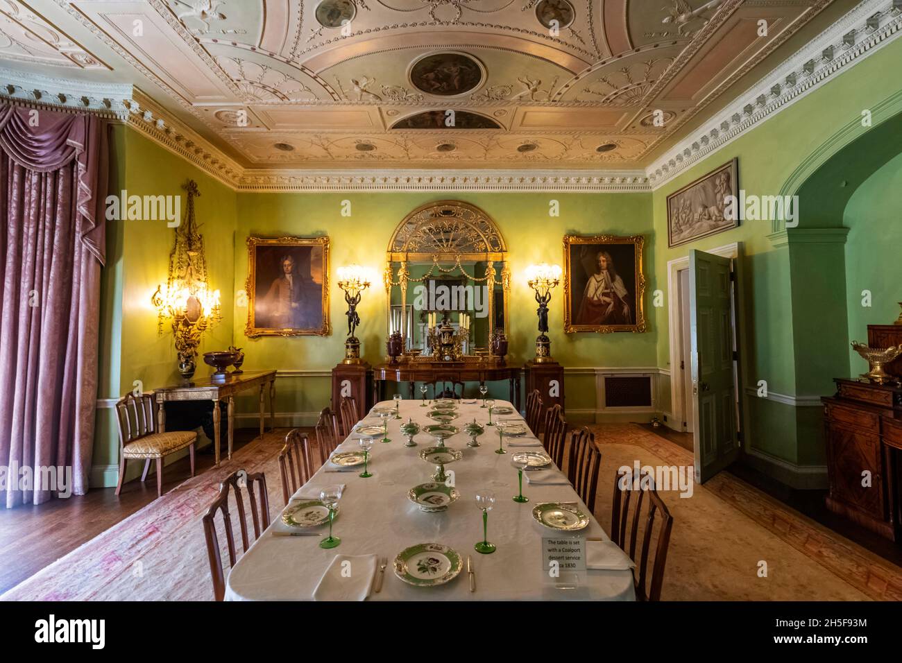 England, Hampshire, Hinton Ampner House, The Dining Room Stock Photo ...