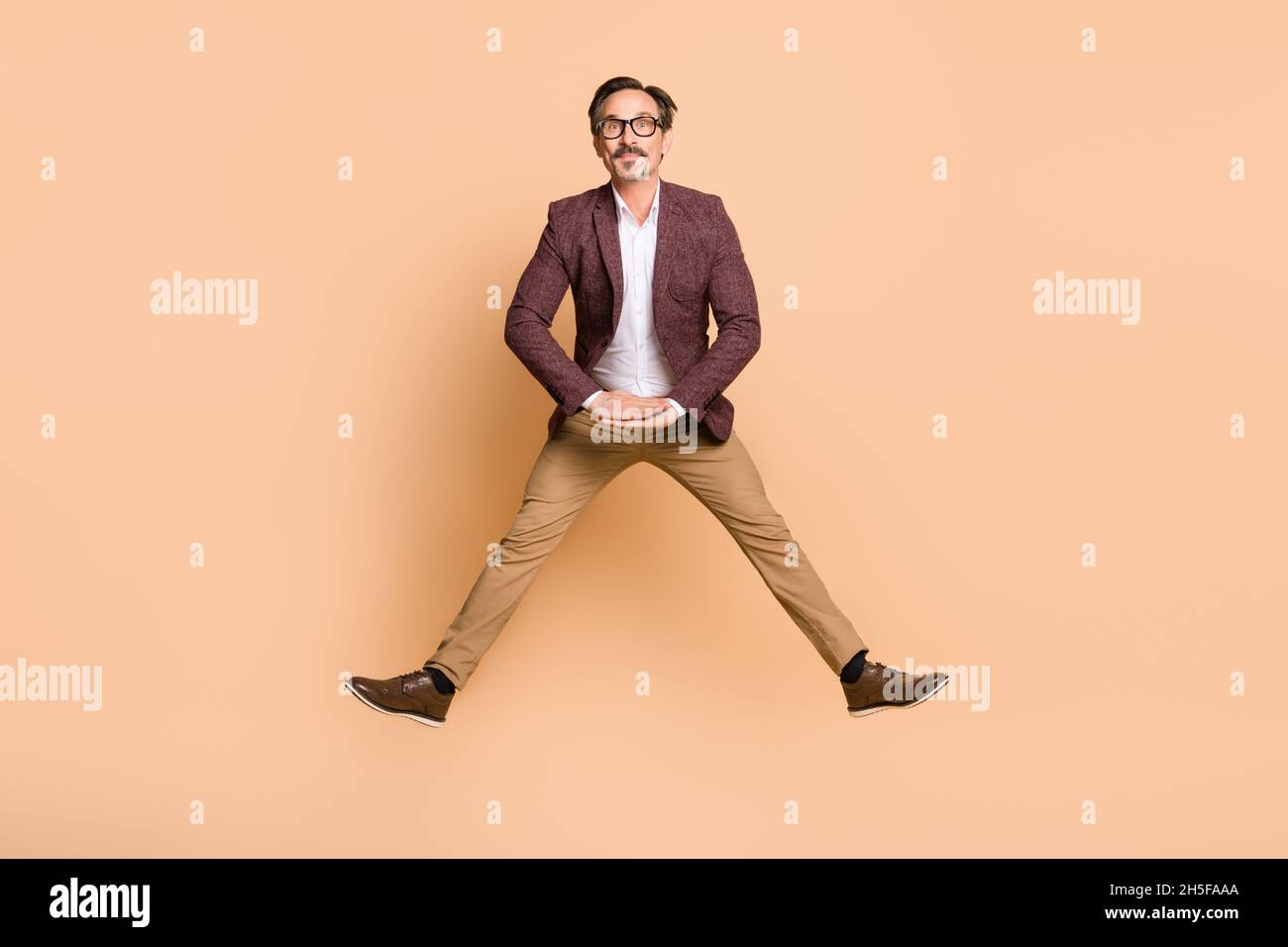 Full length body size view of attractive funky man guy executive ...