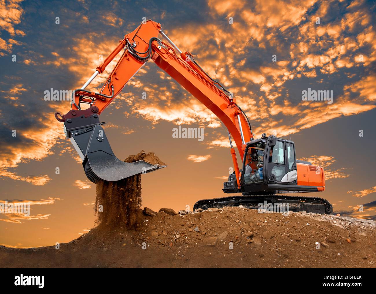 excavator at work on construction site Stock Photo - Alamy