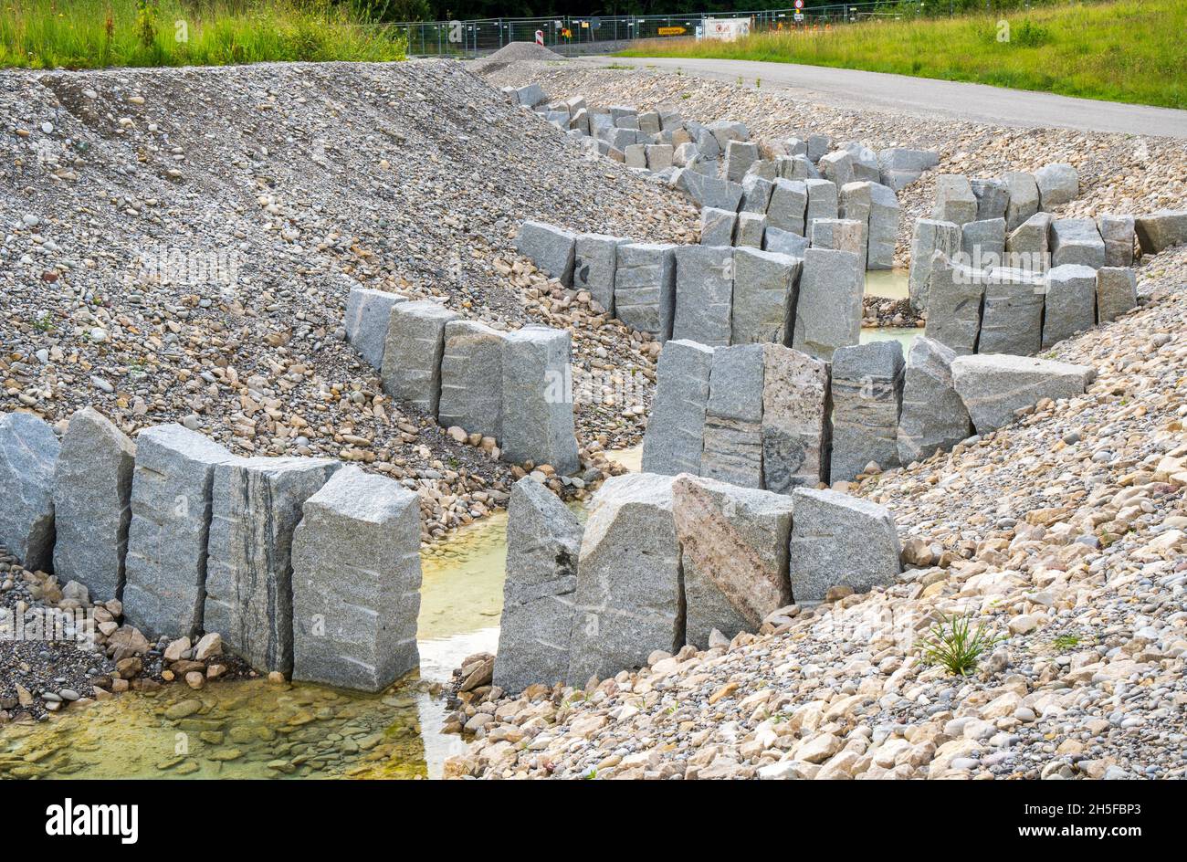 fish ladder for migration and spawning at river in construction Stock ...
