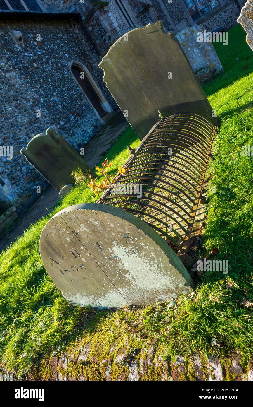 mortsafe, iron cage protecting grave Norfolk Stock Photo - Alamy