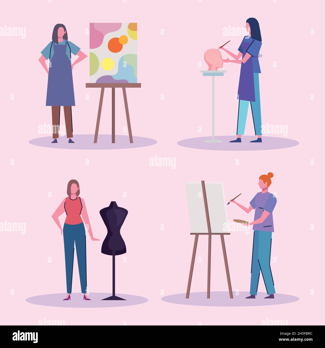 group women artists Stock Vector Image & Art - Alamy