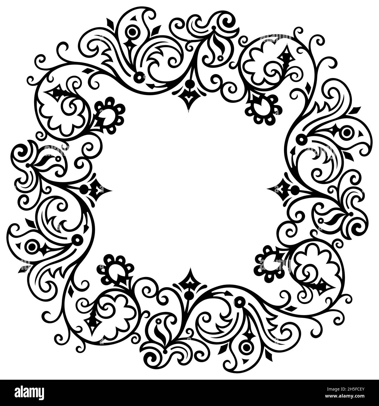Floral hand drawn vector vintage border. Engraved nature elements and ...