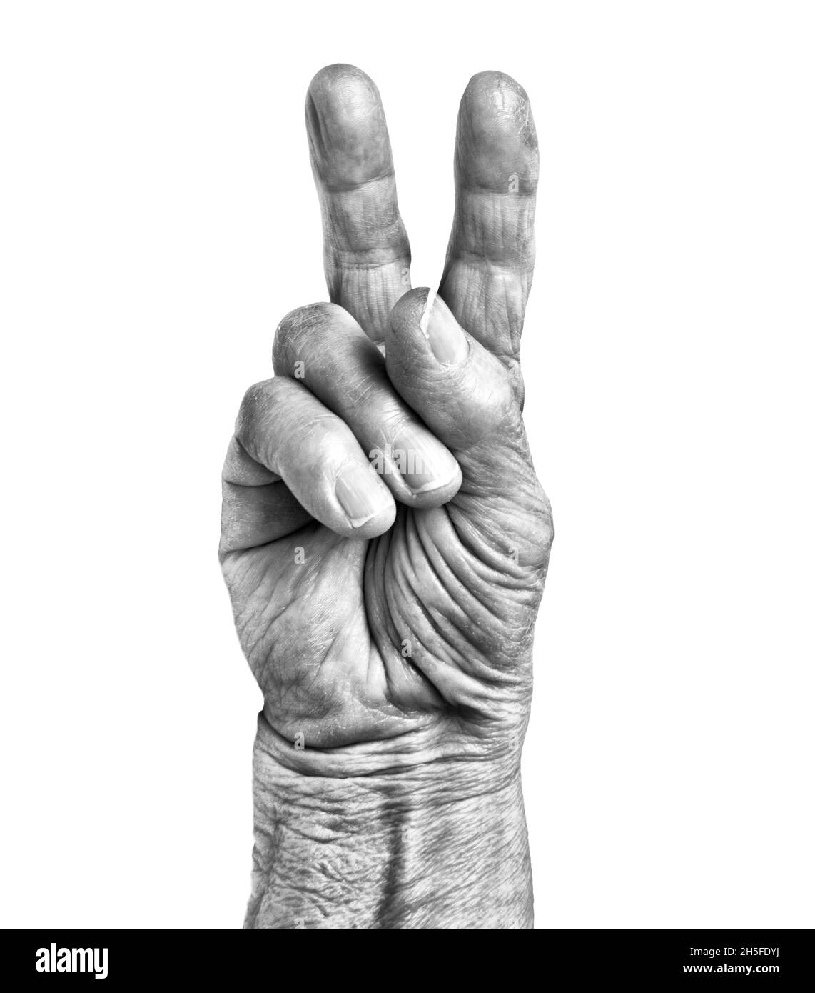 the old hand gesture showing number two or victory Stock Photo - Alamy