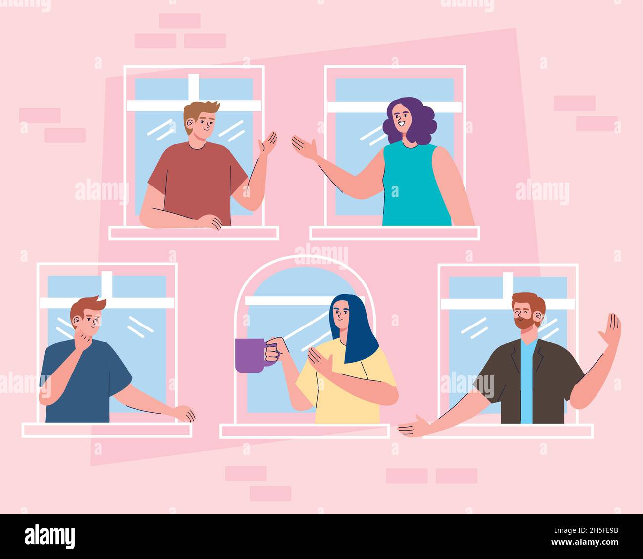 Women talking window house Stock Vector Images - Alamy