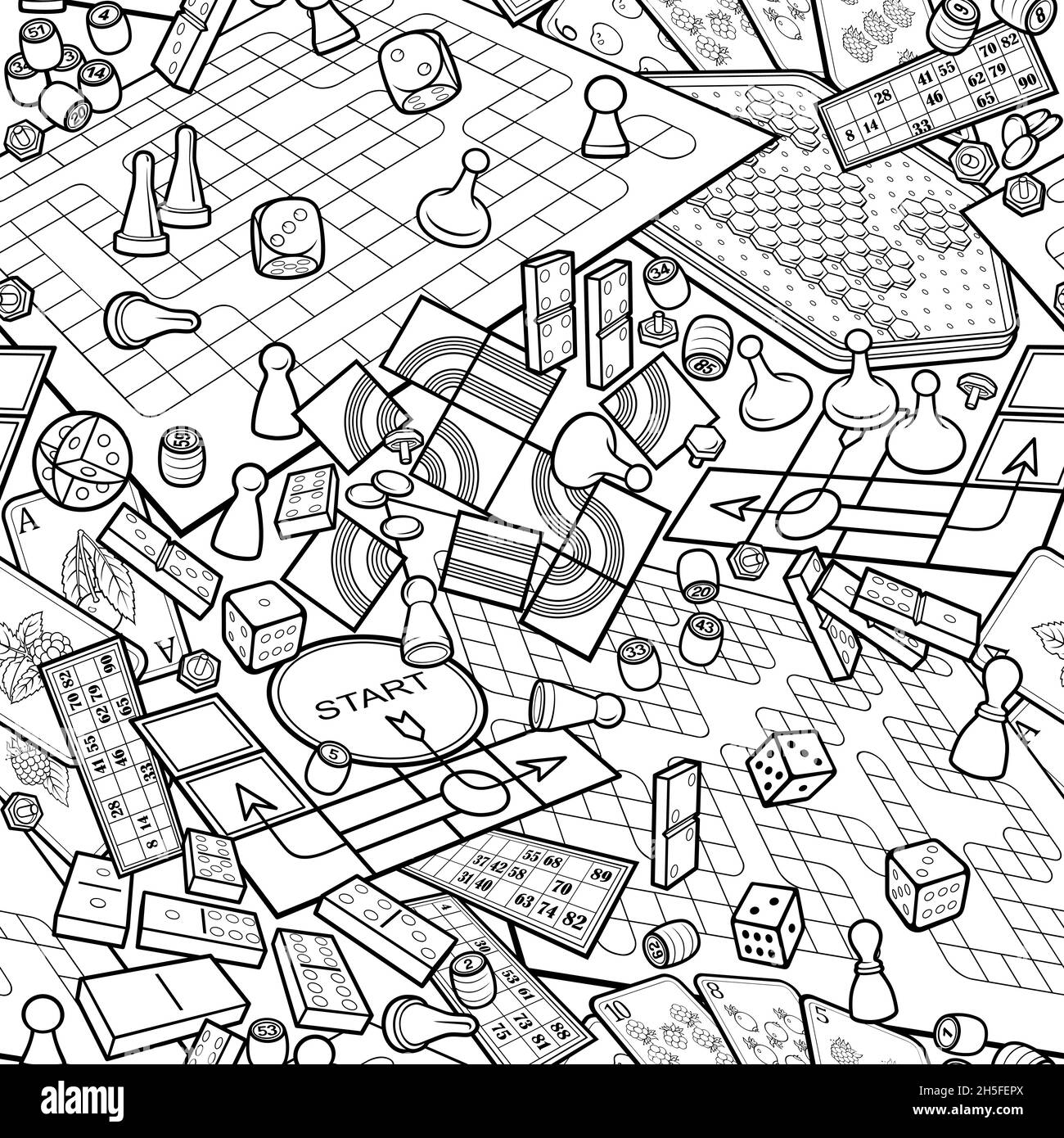 Cartoon cute doodles hand drawn kids board games seamless pattern. Many ...