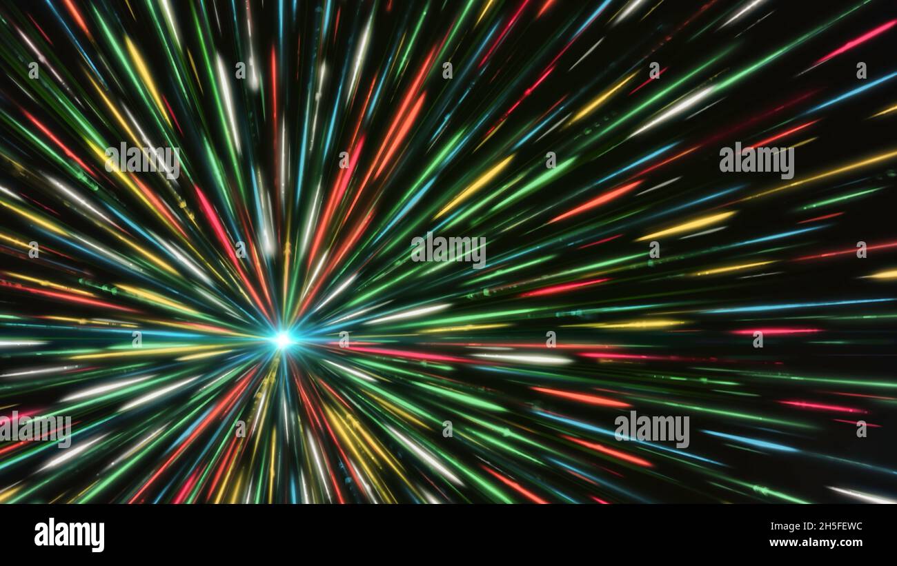 Lines radiate from bright point. Animation. Beautiful bright dot emits ...
