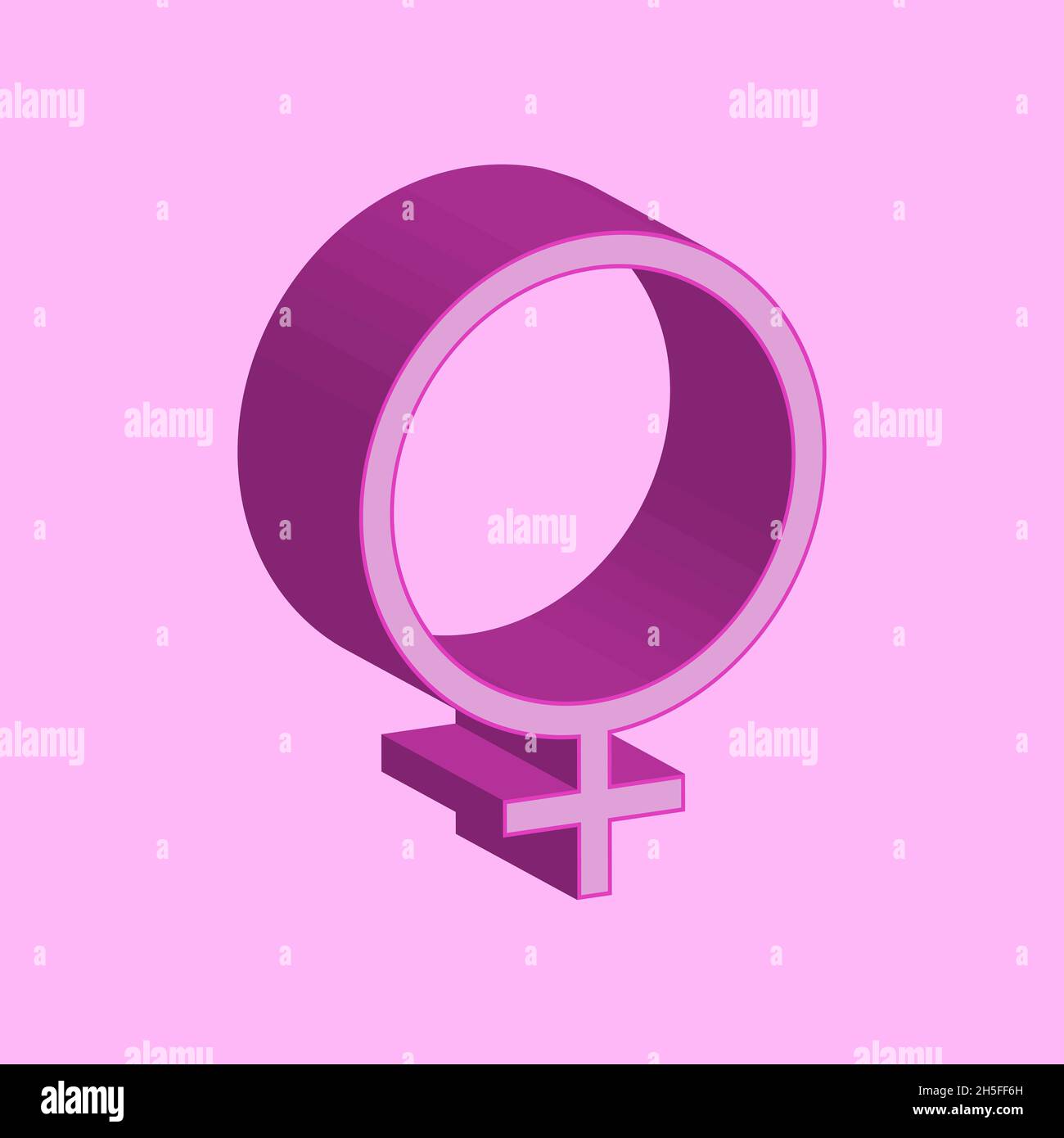 The female symbol of Venus and Love isolated over a pink background ...