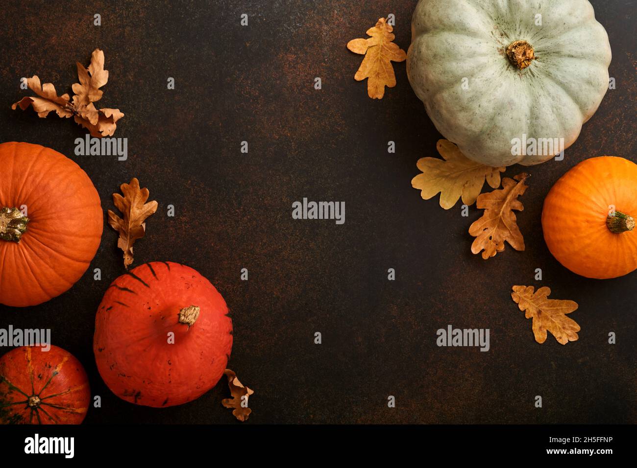 Pumpkin. Autumn food background with cinnamon, nuts and seasonal spices ...