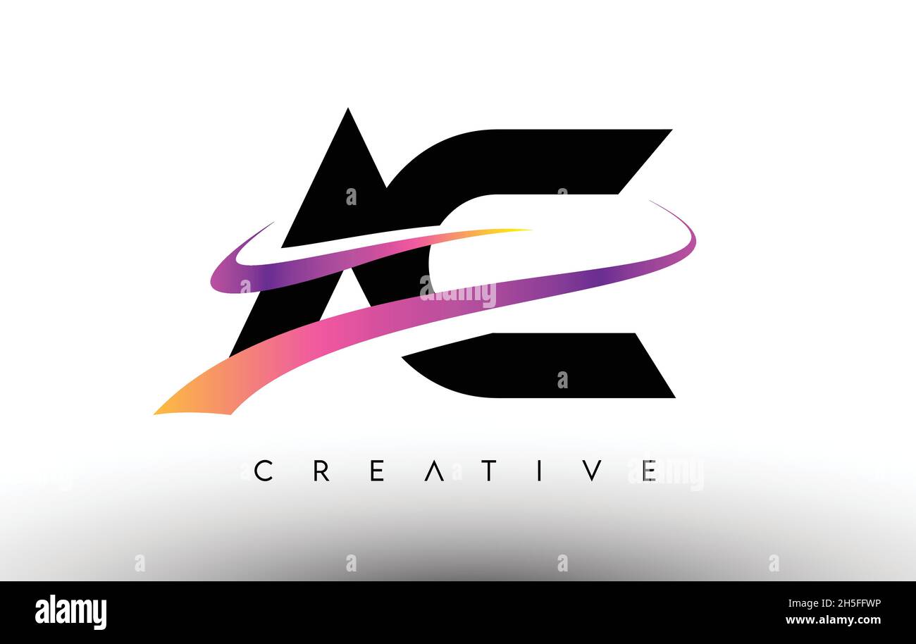 AC Logo Letter Design Icon. AC Letters with Colorful Creative Swoosh ...