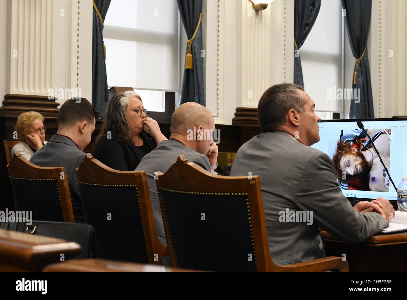 Kenosha, Wisconsin, USA. 9th Nov, 2021. KYLE RITTENHOUSE looks away as ...