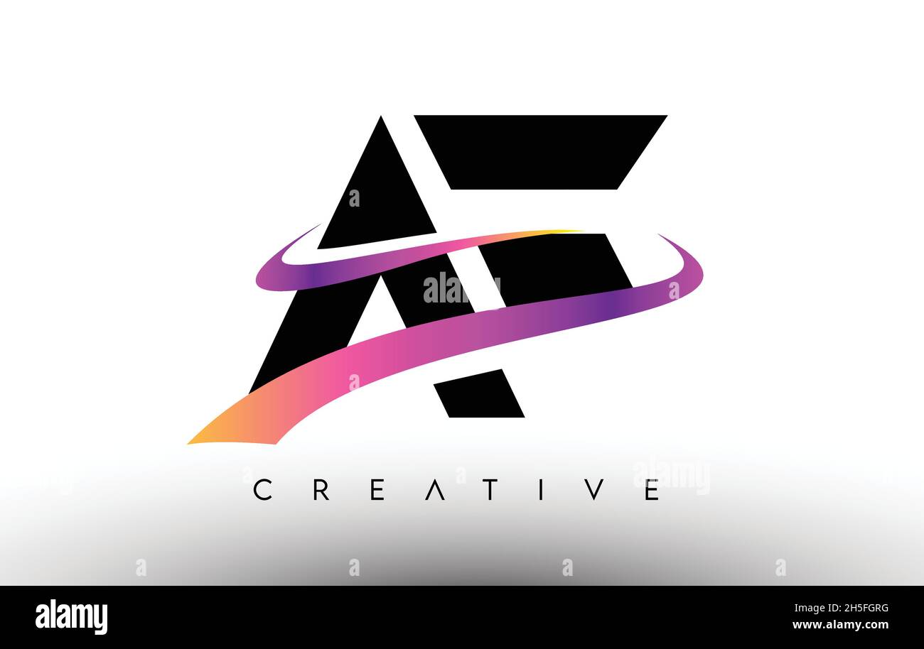 AF Logo Letter Design Icon. AF Letters with Colorful Creative Swoosh ...