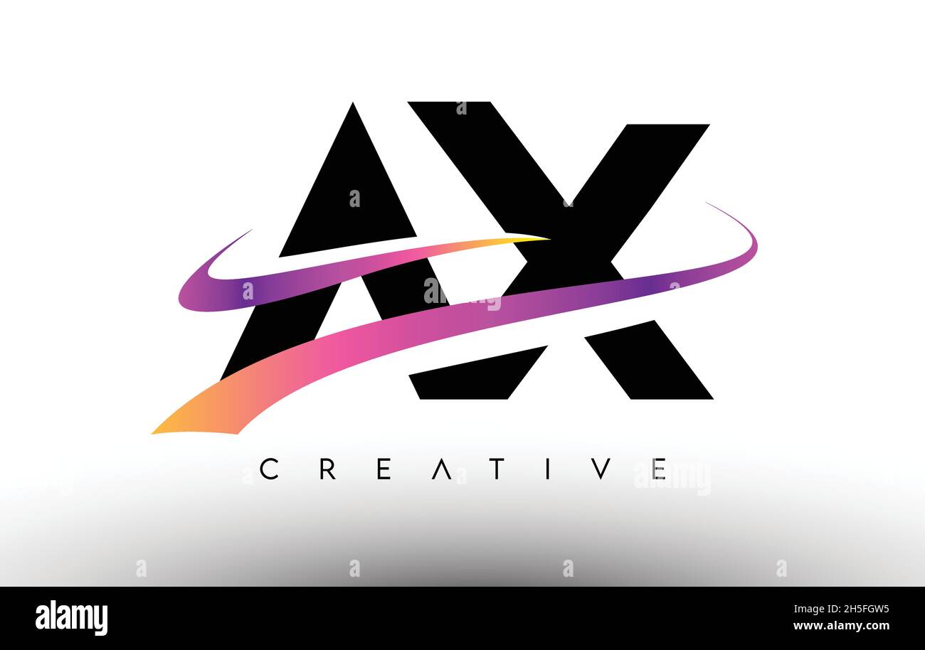 AX Logo Letter Design Icon. AX Letters with Colorful Creative Swoosh ...