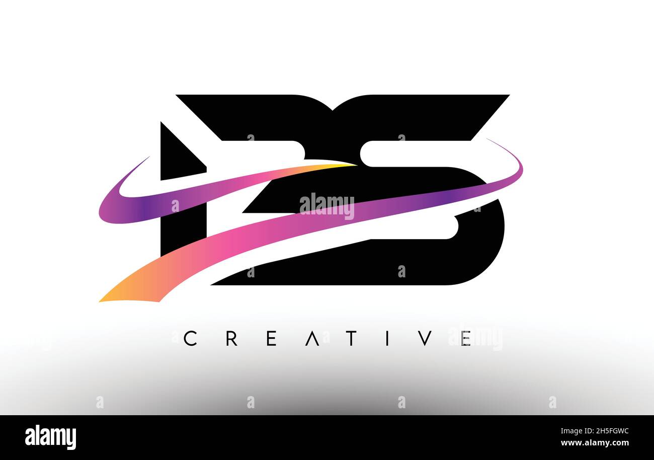 BS Logo Letter Design Icon. BS Letters with Colorful Creative Swoosh ...