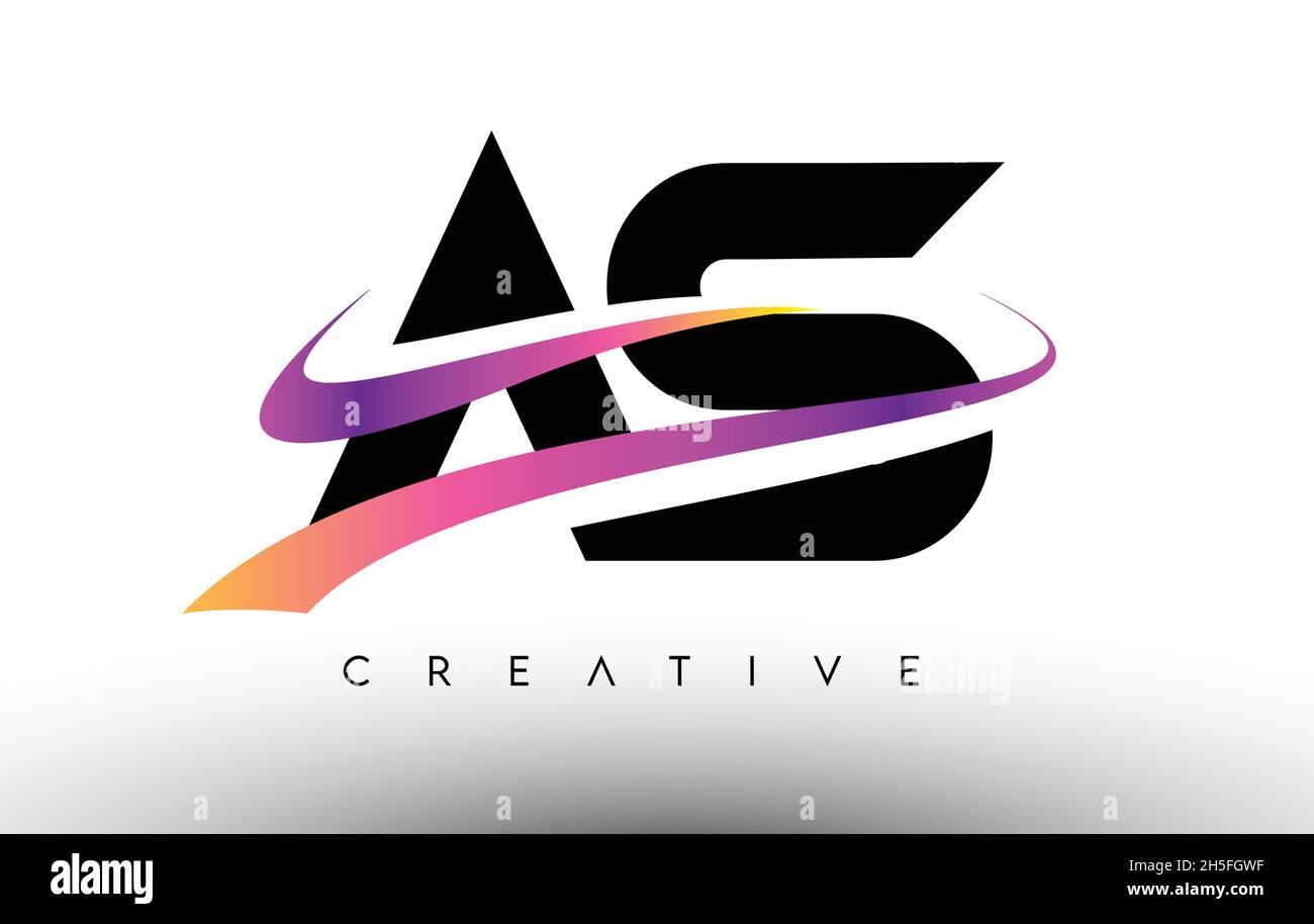 AS Logo Letter Design Icon. AS Letters with Colorful Creative Swoosh ...