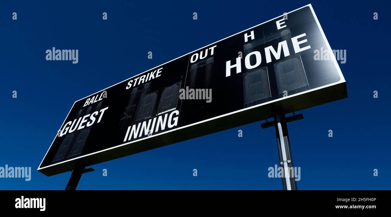Baseball scoreboard score in competition sports teams Stock Photo - Alamy