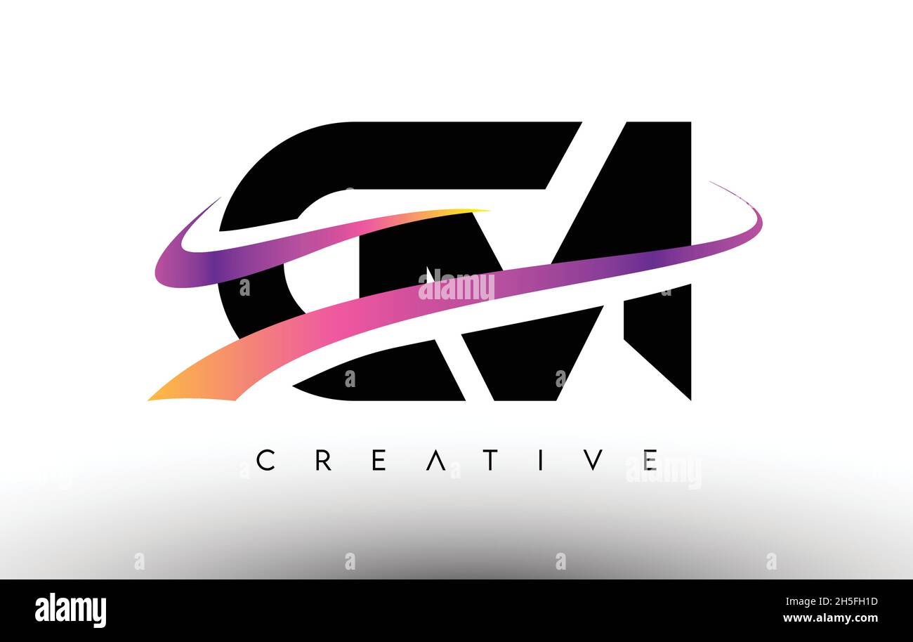 CM Logo Letter Design Icon. CM Letters with Colorful Creative Swoosh ...