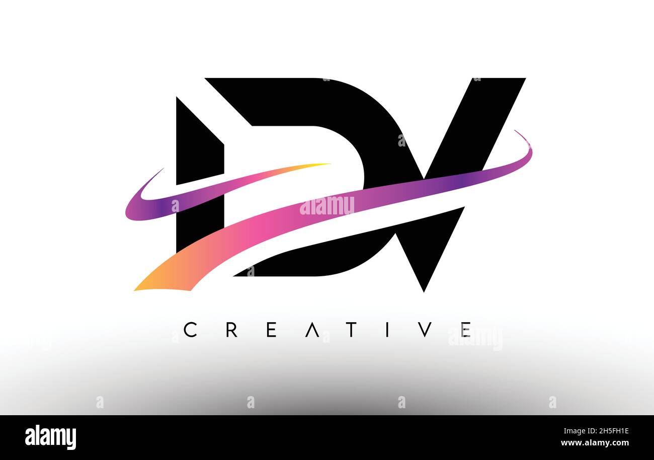 DV Logo Letter Design Icon. DV Letters with Colorful Creative Swoosh ...
