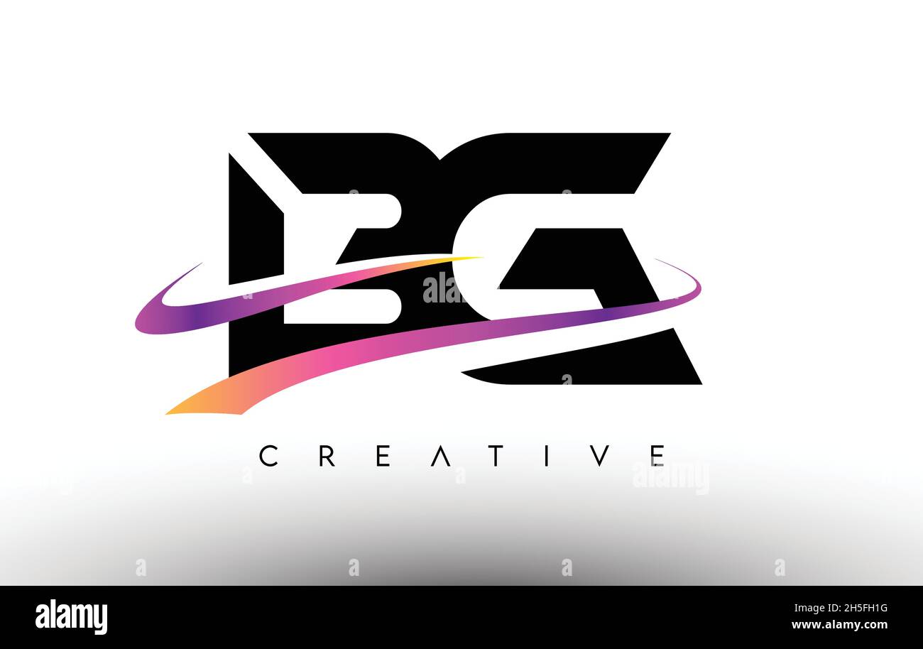 BG Logo Letter Design Icon. BG Letters with Colorful Creative Swoosh ...