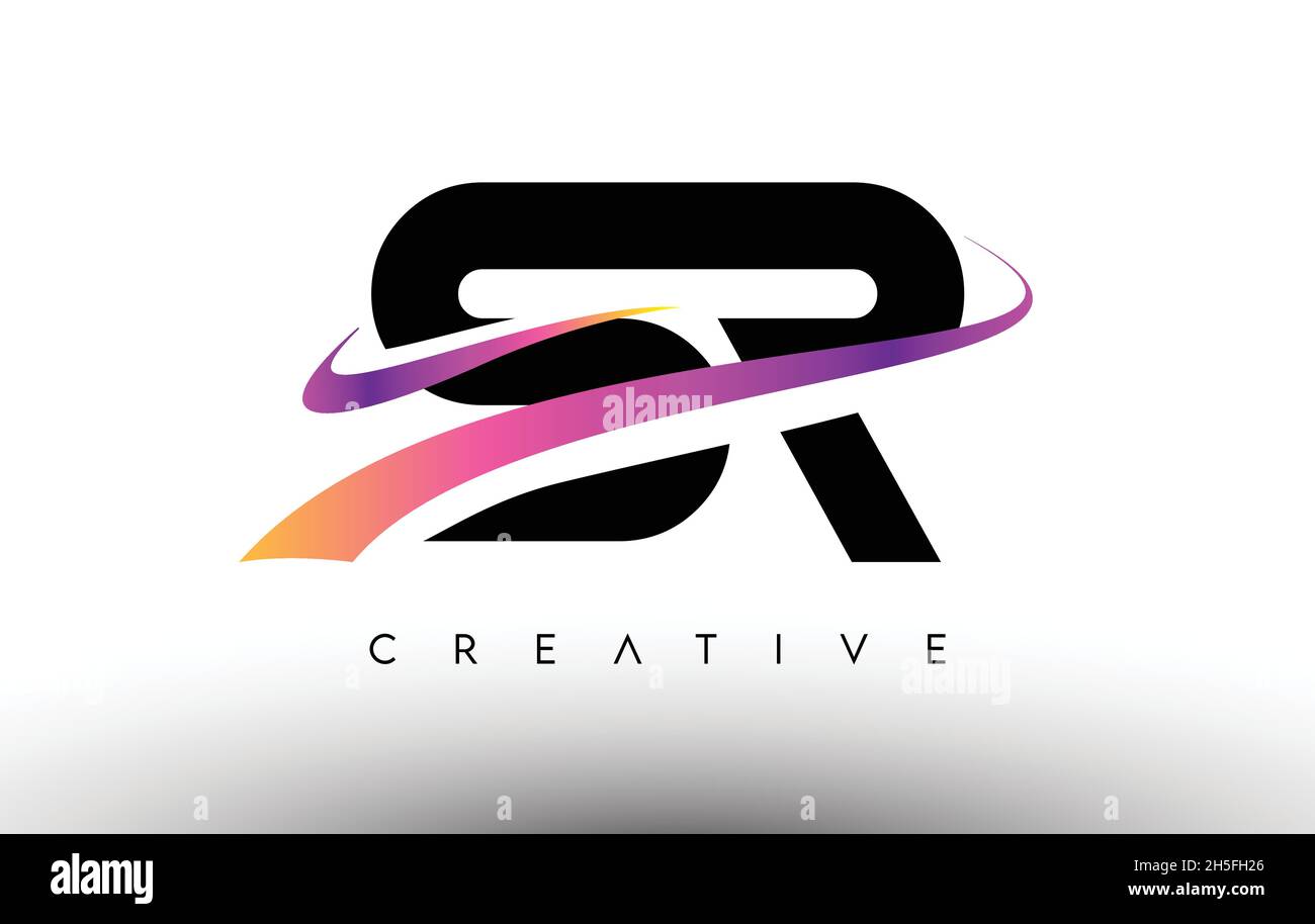 SR Logo Letter Design Icon. SR Letters with Colorful Creative Swoosh ...
