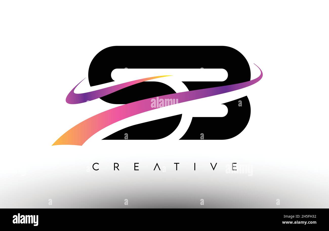SB Logo Letter Design Icon. SB Letters with Colorful Creative Swoosh ...