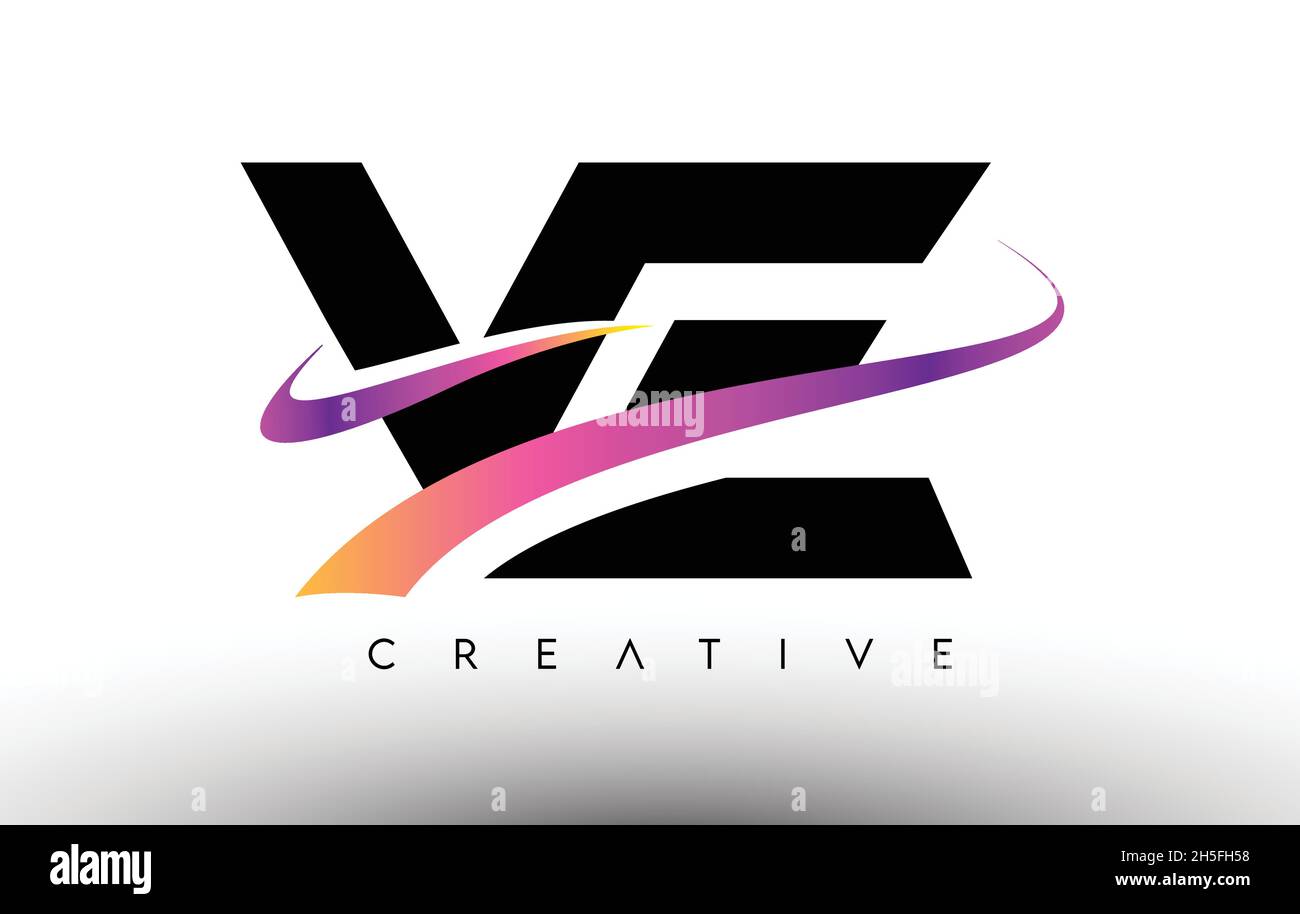 VE Logo Letter Design Icon. VE Letters with Colorful Creative Swoosh ...
