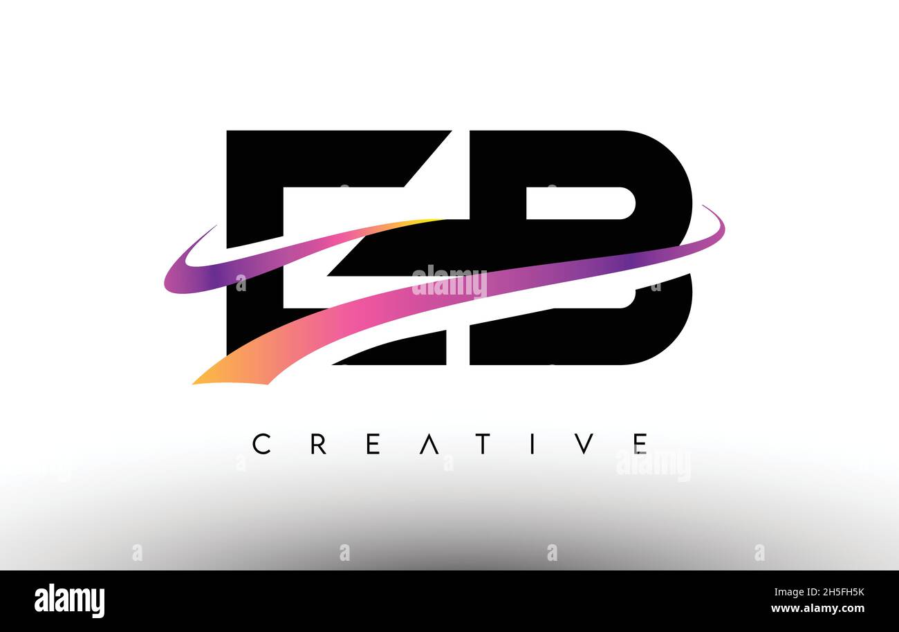 EB Logo Letter Design Icon. EB Letters with Colorful Creative Swoosh ...