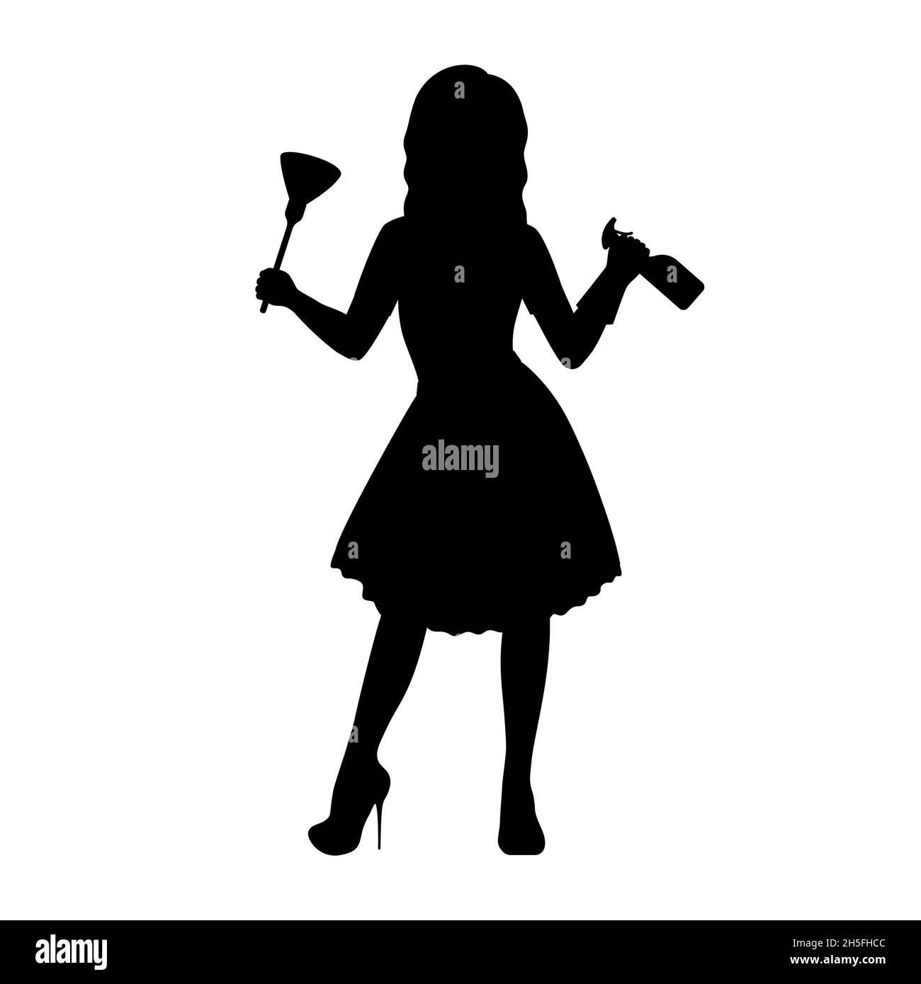 Silhouette maid. Vector illustration of black silhouette logo girl maid ...