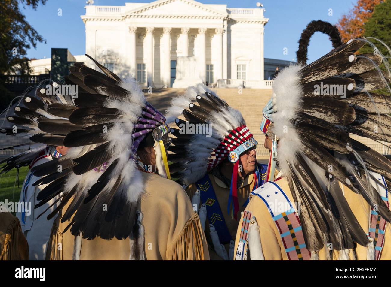 Members of the Crow Nation gather in front of the Grand Staircase ...