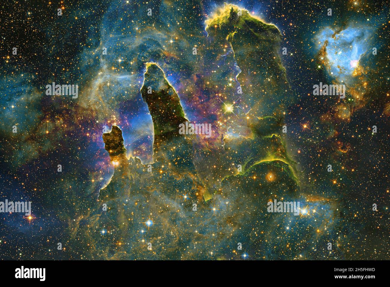 Nebula, cluster of stars in deep space. Science fiction art. Elements ...