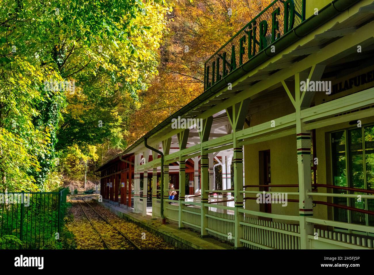 Narrow gauge forest train station in Lillafüred, Hungary Stock Photo ...