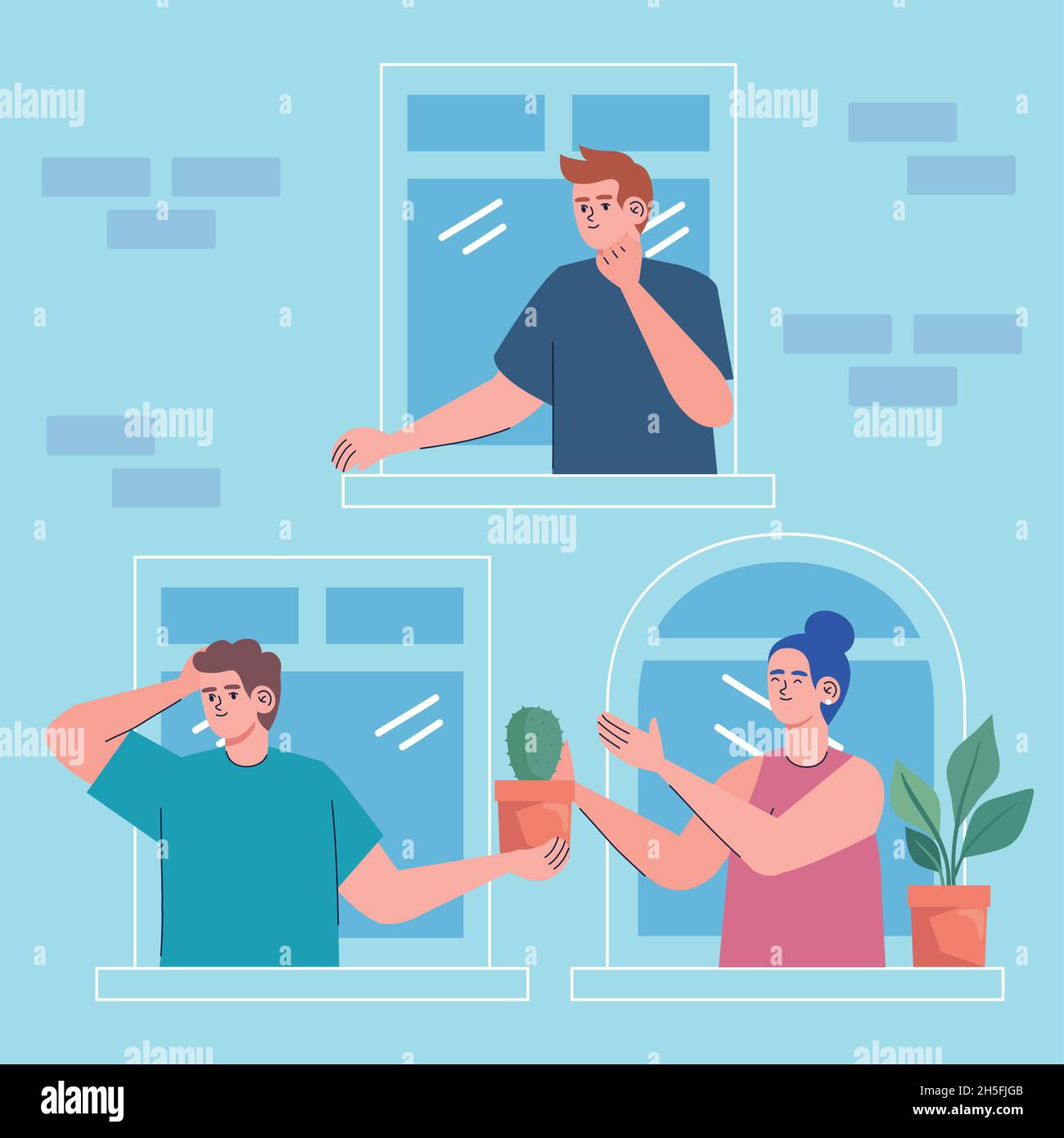 scene of neighbors in the window Stock Vector Image & Art - Alamy