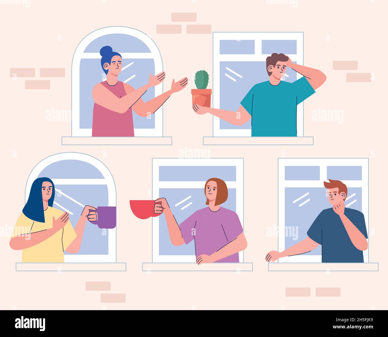 Young women through window Stock Vector Images - Alamy