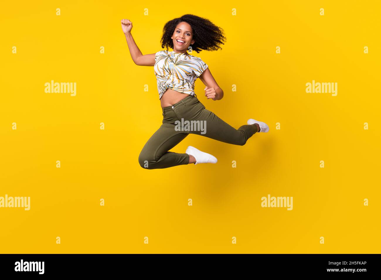 Full size photo of young excited african girl rejoice winner success ...