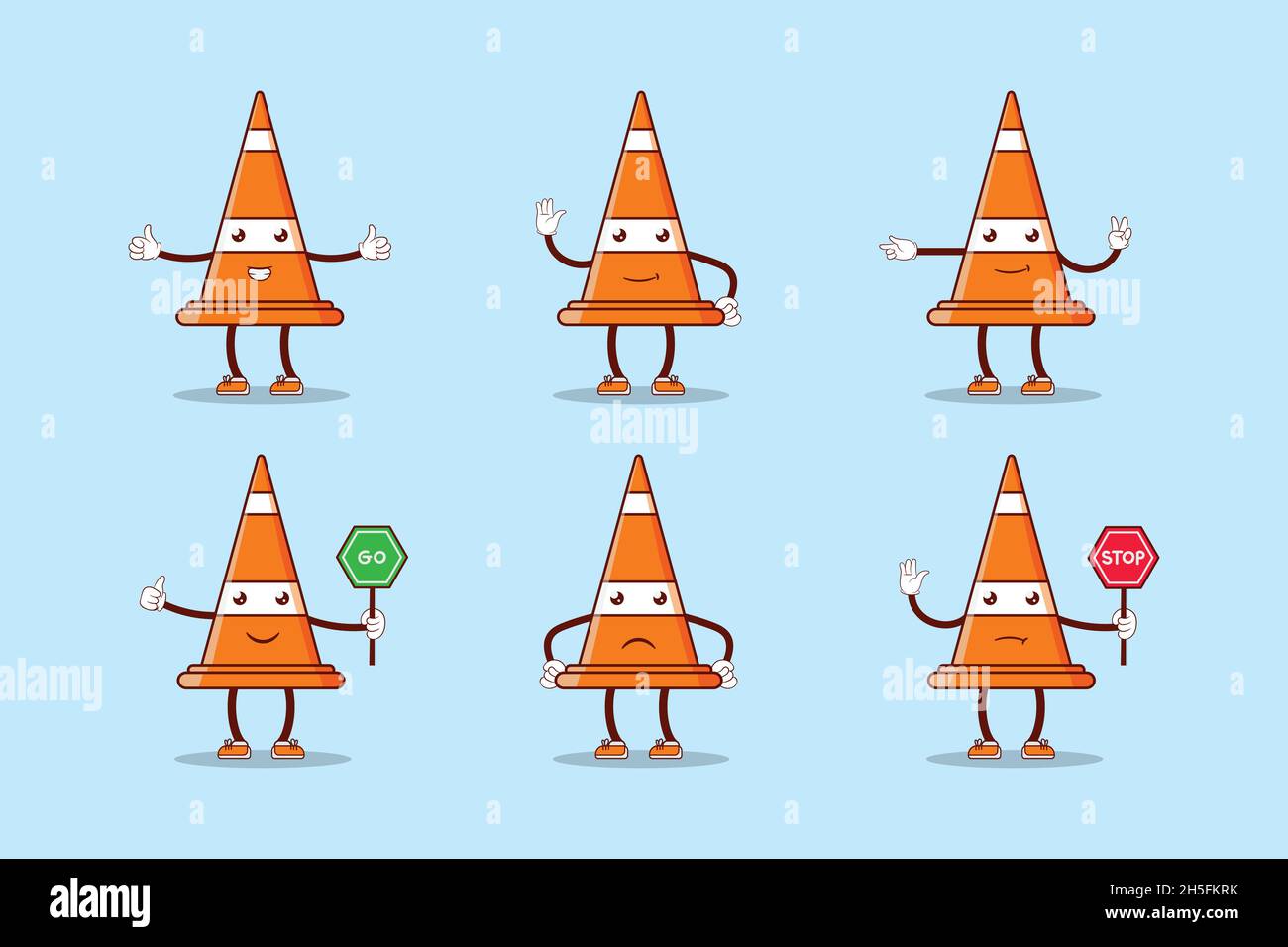 Set of cartoon traffic cone character Stock Vector Image & Art - Alamy