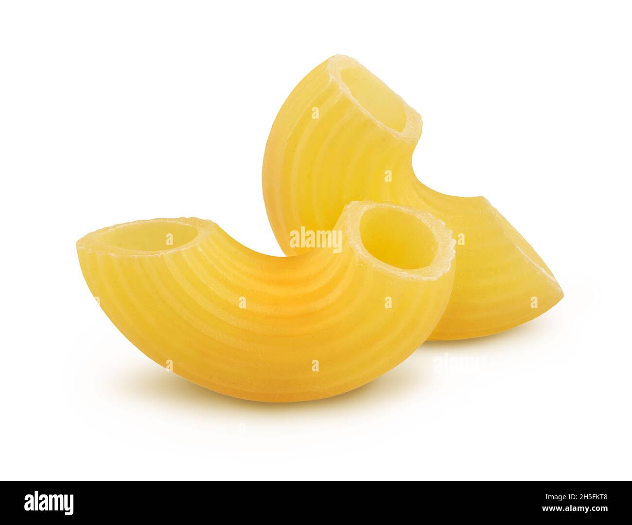 raw macaroni pasta isolated on white background with clipping path and ...