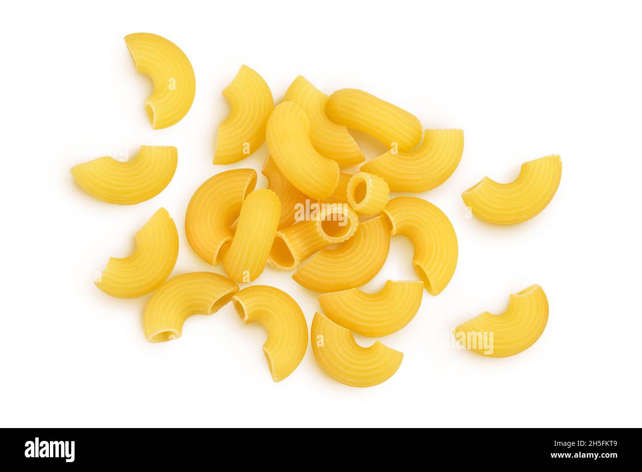 raw macaroni pasta isolated on white background with clipping path and ...
