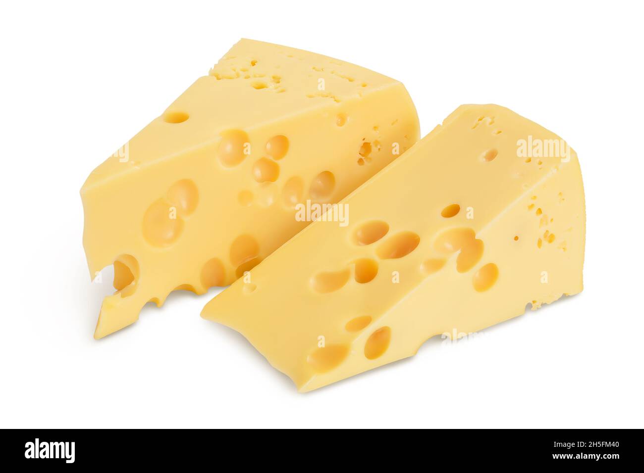 piece of cheese isolated on white background with clipping path and ...