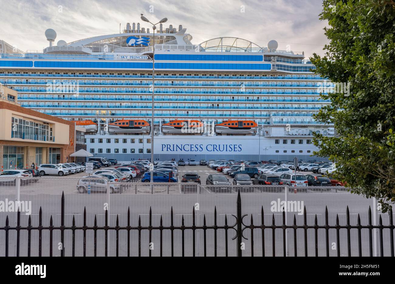 Sky Princess cruise ship at the port of Cadiz Spain alongside Alfonso ...