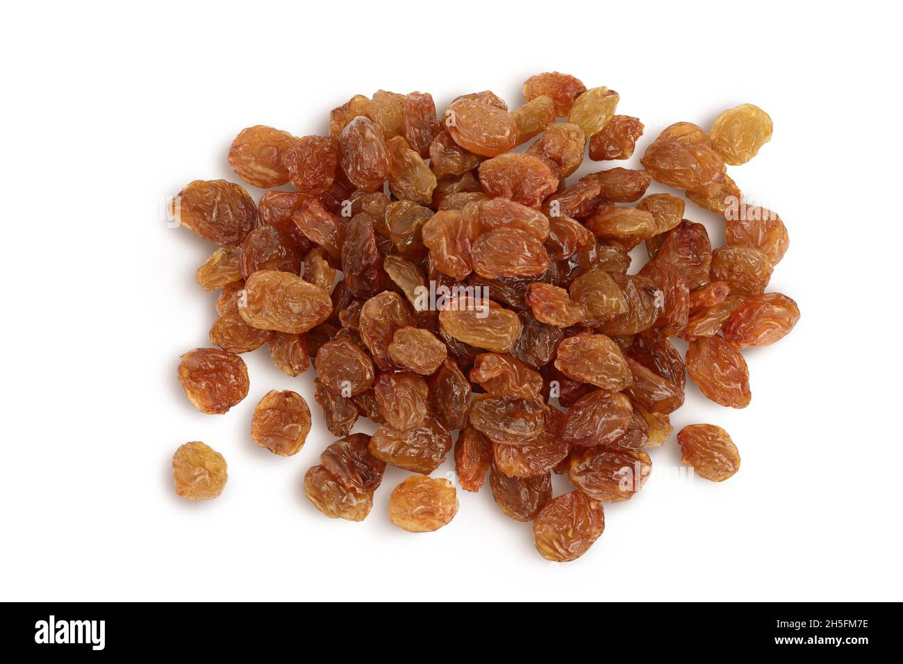 Brown raisin isolated on white background with clipping path. Top view ...