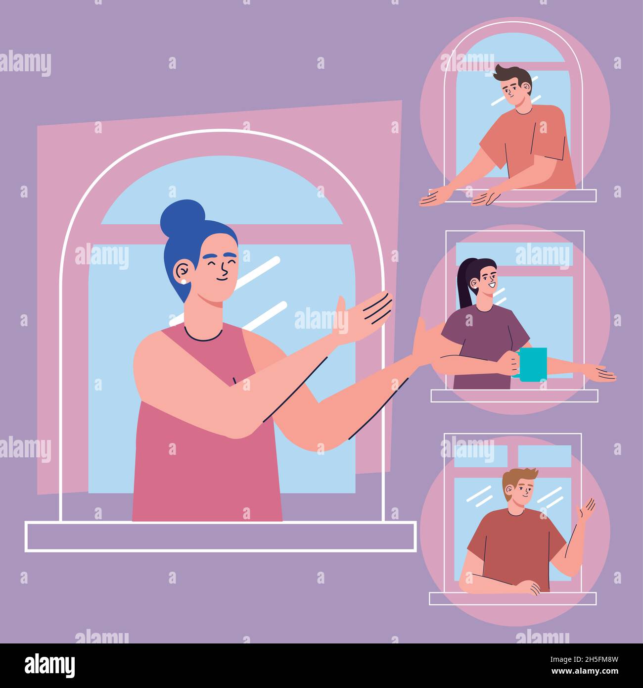 people sharing things through window Stock Vector Image & Art - Alamy