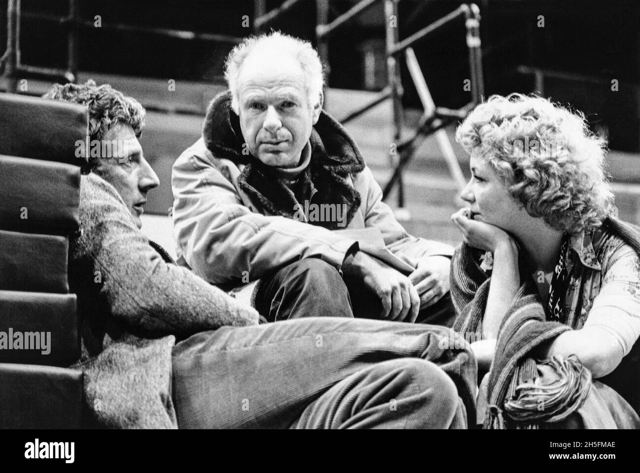 left: Jonathan Miller centre: Peter Brook at a rehearsal of THE IK at ...