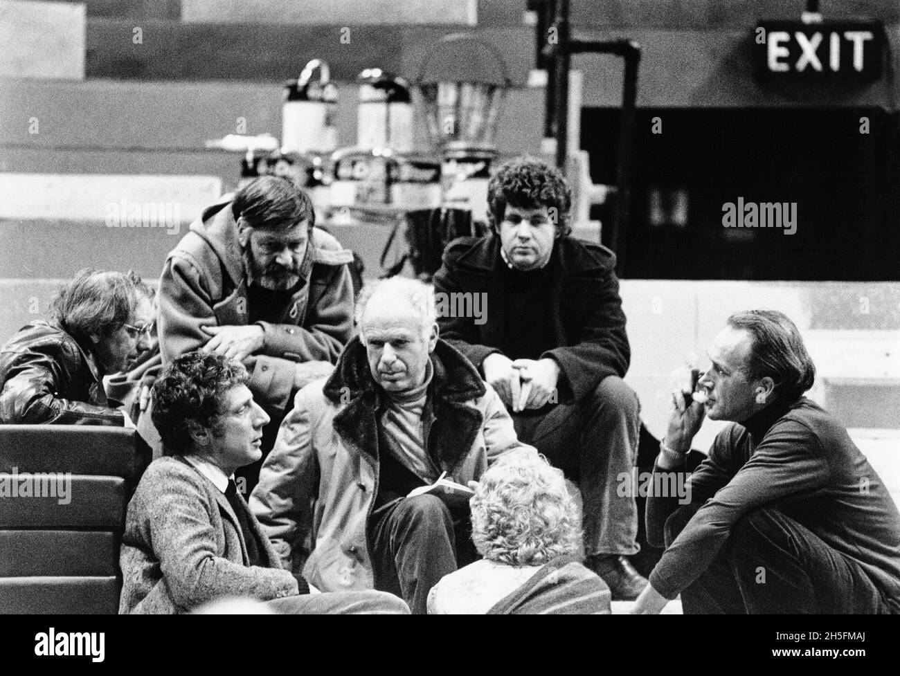 front left: Jonathan Miller centre: Peter Brook at a rehearsal of THE ...