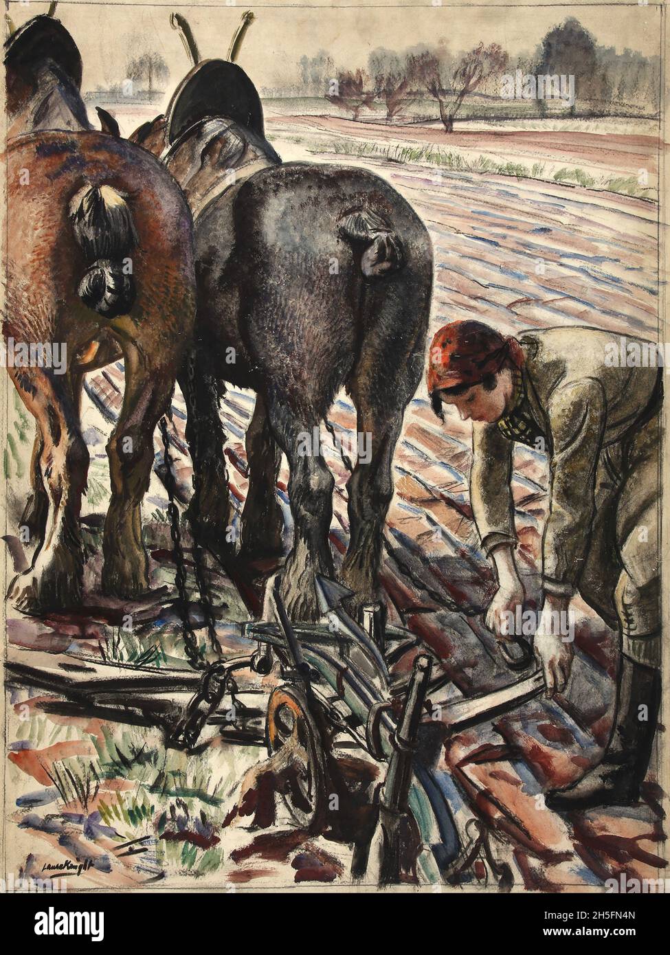 LAURA KNIGHT (1877-1970) English artist "Land Army Girl" 1939 Stock ...